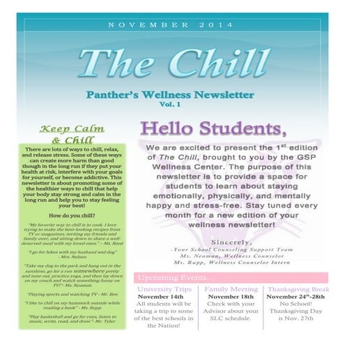 The Chill: Wellness Newsletter for Students | PDF