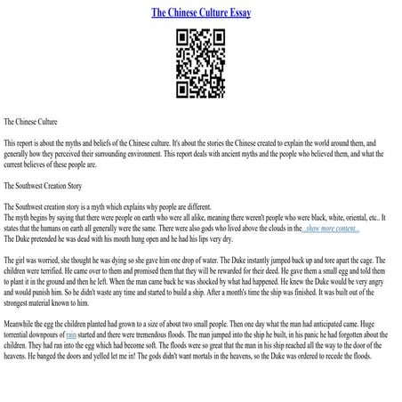 The Chinese Culture Essay | PDF | World Cuisines | Food & Drink