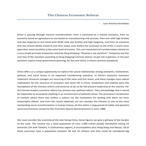 The chinese economic reform | PDF | Economy | Business and Finance