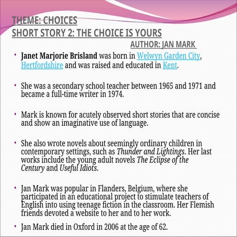 The choice is yours.ppt literature short story | PPT