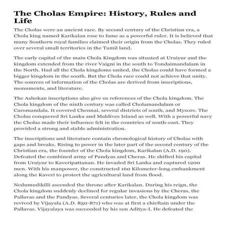 The cholas empire | DOCX