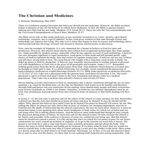 The Christian and medicines | PDF