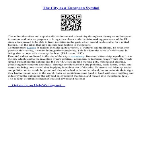 The City As A European Symbol | PDF