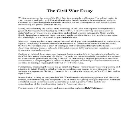 The Civil War Essay. Otterbein University | PDF