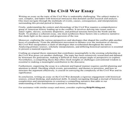 The Civil War Essay.pdfThe Civil War Essay. American Civil War History ...