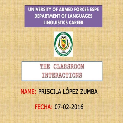 The classroom interactions | PPTX