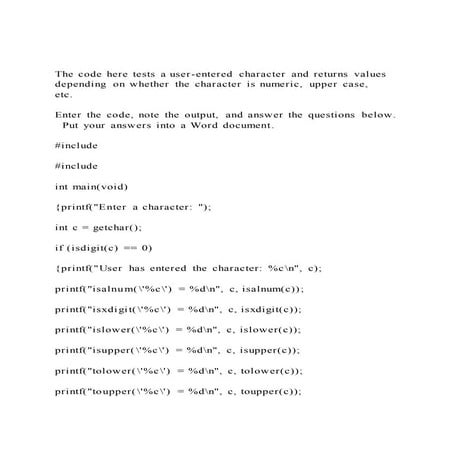 The code here tests a user-entered character and returns values | PDF