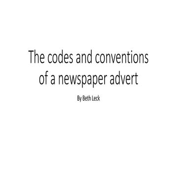 Codes and conventions of a print advert | PPTX