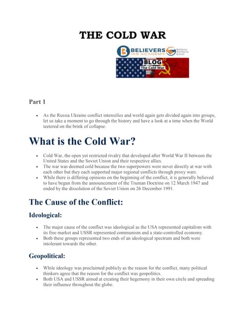 Origin and causes of the cold war | PPTX