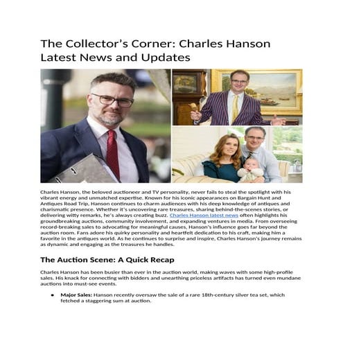 The Collector Charles Hanson Latest News | PDF