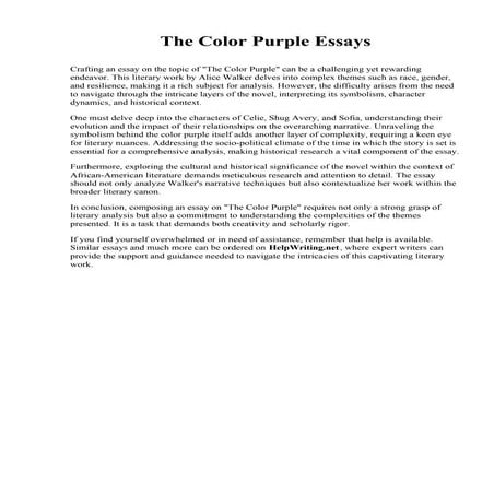 The Color Purple Essays.pdf | Free Download