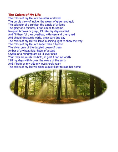 Hues of life poem, explaining about the colours of life. | PDF