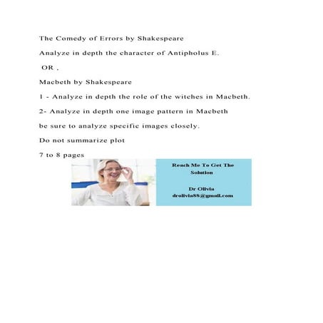 The Comedy of Errors by Shakespeare Analyze in depth the charact.docx