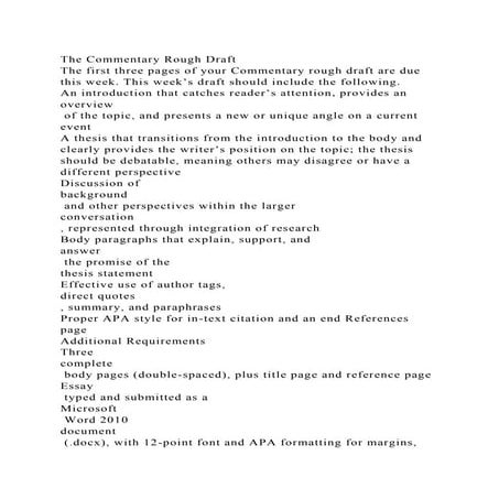 The Commentary Rough DraftThe first three pages of your Commentary.docx