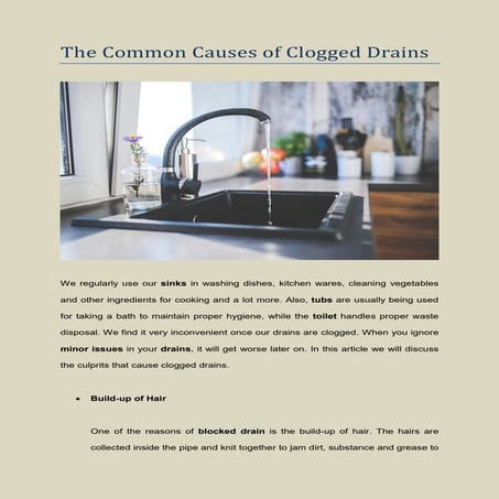 The Common Causes of Clogged Drains | PDF