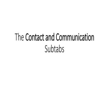 The Communication Subtab. | PPT