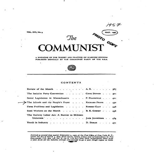 The communist magazine-schools_and_the_peoples_front-1957-17pgs-edu | PDF