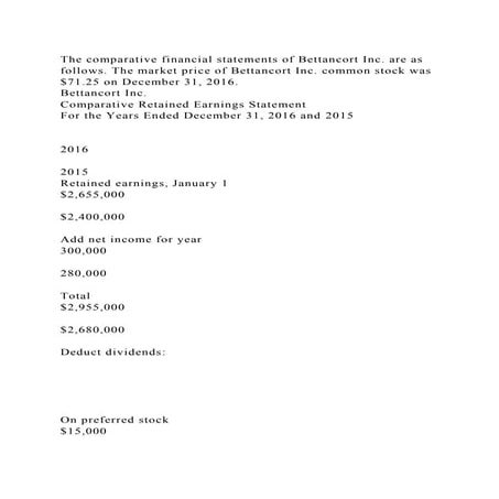 The comparative financial statements of Bettancort Inc. are as follo.docx