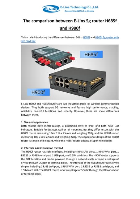 The comparison between E-Lins 5g router H685f and H900f.pdf The comparison between E-Lins 5g router H685f and H900f.pdf