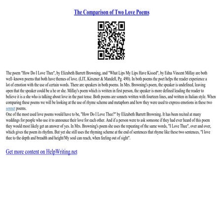 The Comparison Of Two Love Poems | PDF