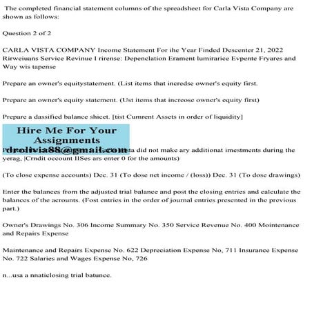 The completed financial statement columns of the spreadsheet for Carl.pdf