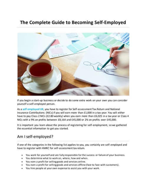Self-assessment for self-employed individuals | PPT