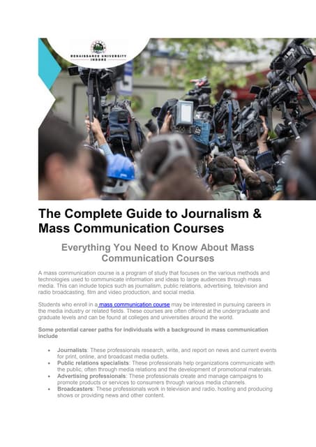 How does the BA in Journalism course help you shape your career | PDF