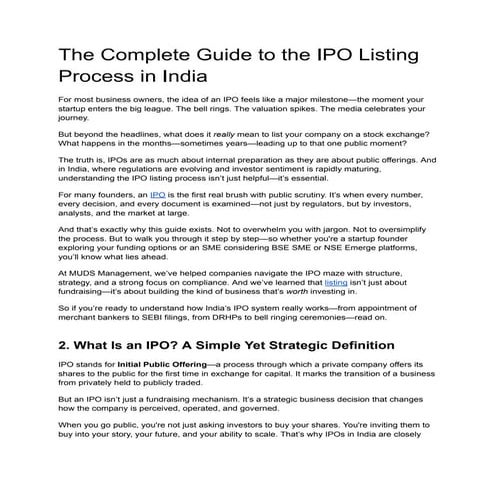 The Complete Guide to IPO Listing Process in India- Step-by-Step 2025 | PDF