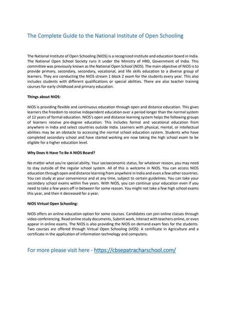 National Institute of Open Schooling Vs Board of Open Schooling & Skill ...