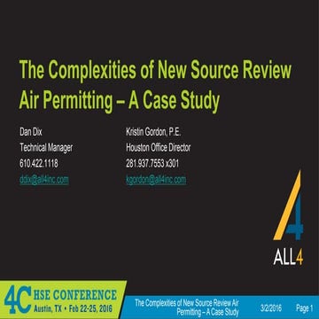 The complexities of new source review air permitting – a case study ...