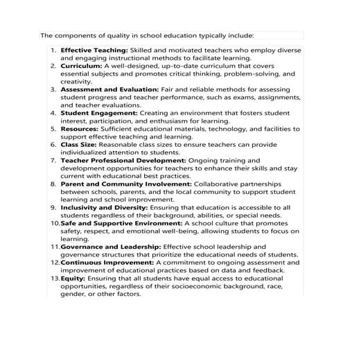 The components of quality in school education typically include.pdf
