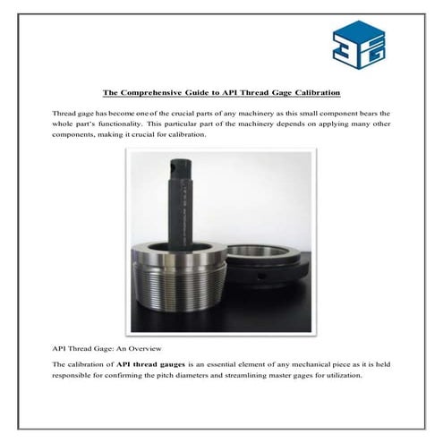 The Comprehensive Guide to API Thread Gage Calibration | DOCX