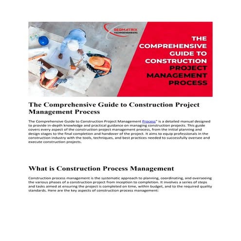 The Comprehensive Guide to Construction Project Management Process | PDF