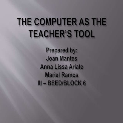 The computer as teacher tool's | PPTX