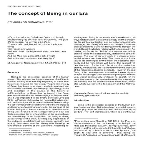 The concept of Being in our Era | PDF