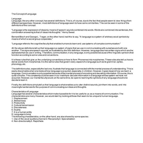 The concept of language | DOCX