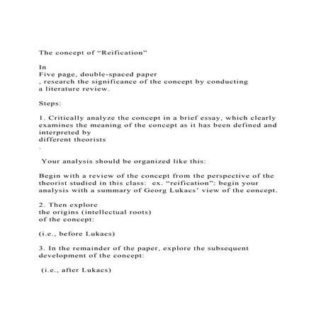 The concept of Reification”In Five page, double-spaced pa.docx