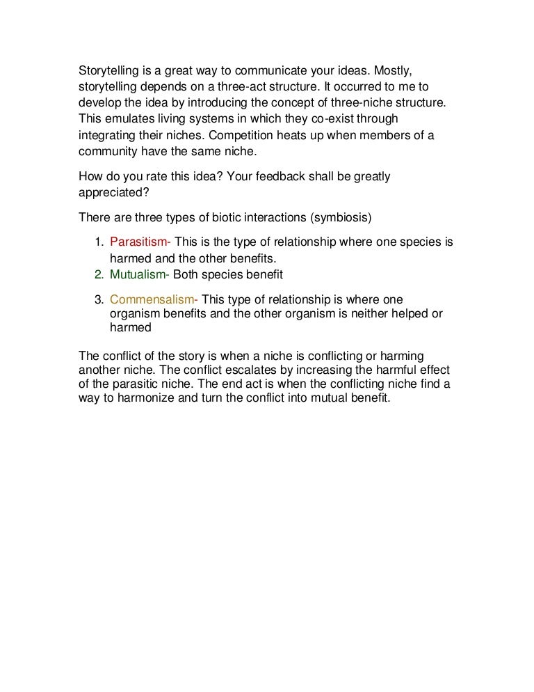 The concept of storytelling using three niche structure