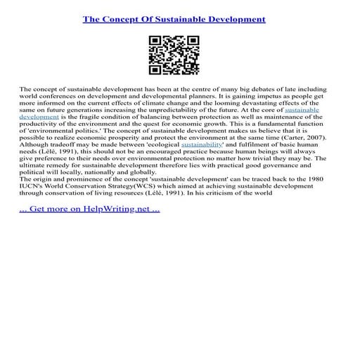 The Concept Of Sustainable Development | PDF