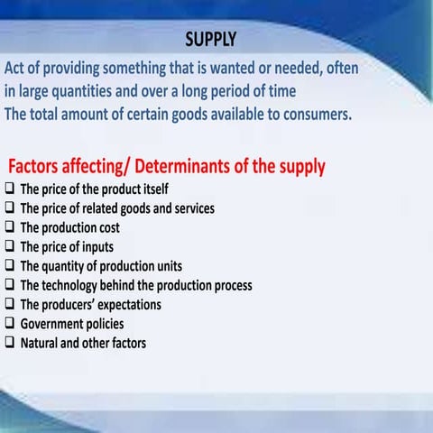 04 Theory of Supply to understand the Theory. | PPTX