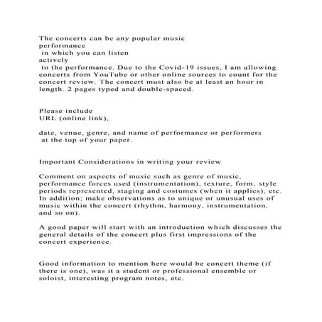 The concerts can be any popular music performance in which you c.docx