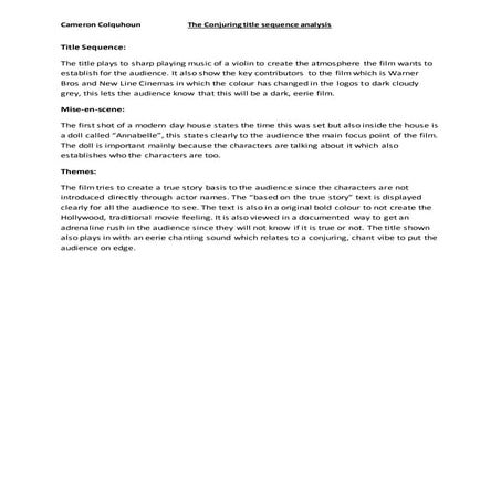 The conjuring analysis | DOCX