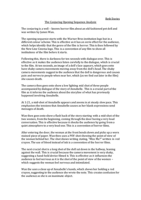 'The Conjuring' Film analysis | PPTX | Video Production | Content Production