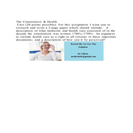The Constitution & Health Care (20 points possible). For this | PDF