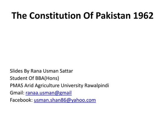 Constitutions of pakistan | PPTX | Islam | Religion & Spirituality