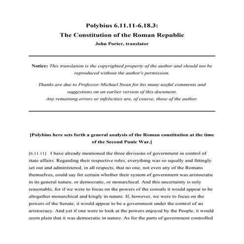 The Constitution of the Roman Republic | PDF