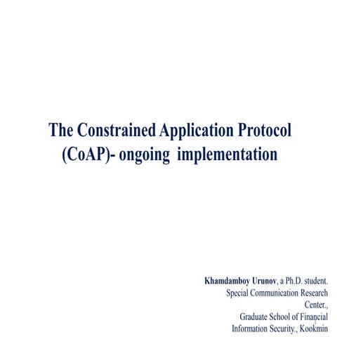 The Constrained Application Protocol Co Ap Implementation Part3 Ppt