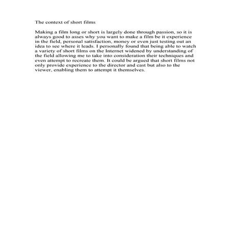 The Context Of Short Films Doc