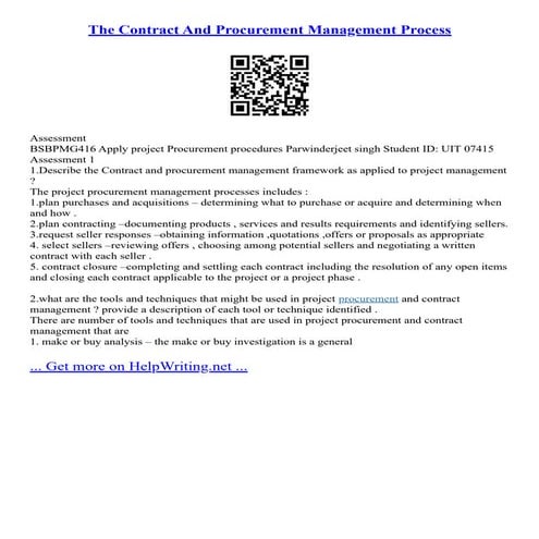 The Contract And Procurement Management Process | PDF