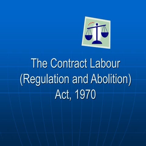 The Introduction of Contract Labour Acts | PPT
